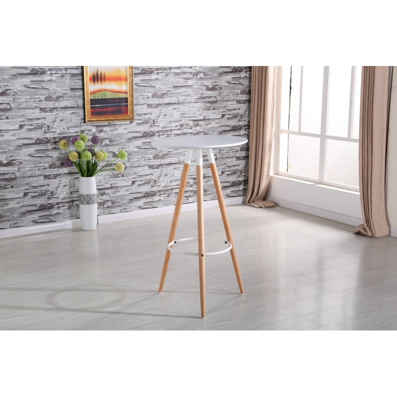 Mesa BOLIVIA NEW, alta, madera, tapa blanca de 60 cms