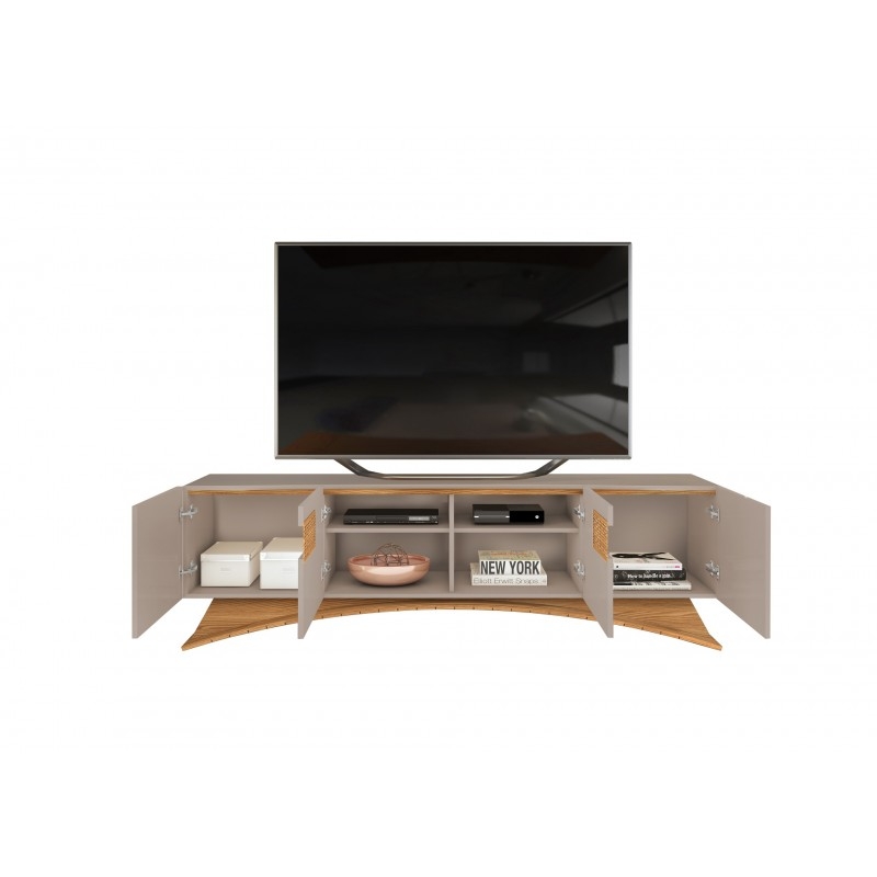 Mueble MARTINA TV, multiusos, 4 puertas, madera, gris con roble, 180 ...
