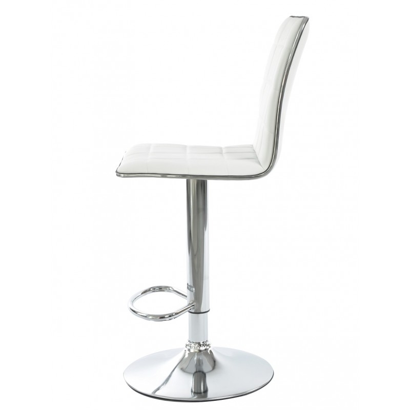 Taburete CUBIC ( M ), cromado, similpiel blanca